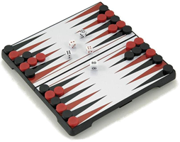 Backgammon Magnetisch Mini Cassette 24x24x2cm - kopen bij Spellenrijk.nl